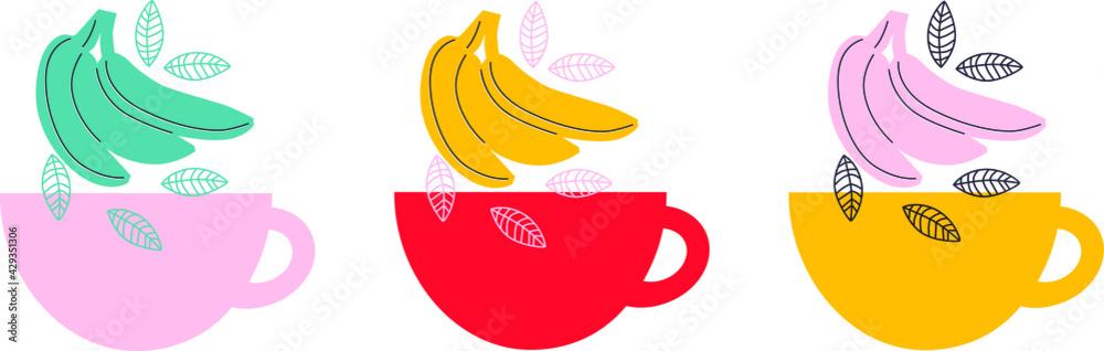 Fruit tea and berries tea hand drawing logo design. Isolated vector ...