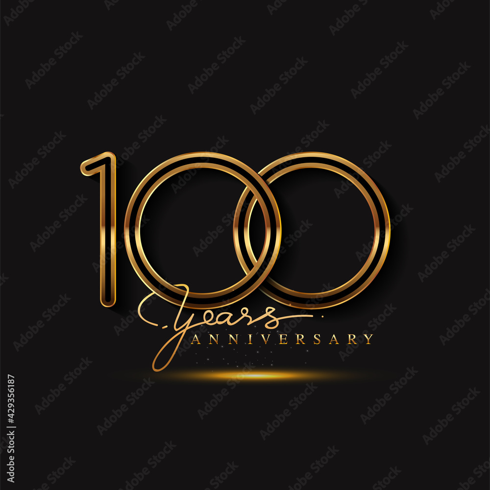 100 Years Anniversary Logo Golden Colored isolated on black background ...