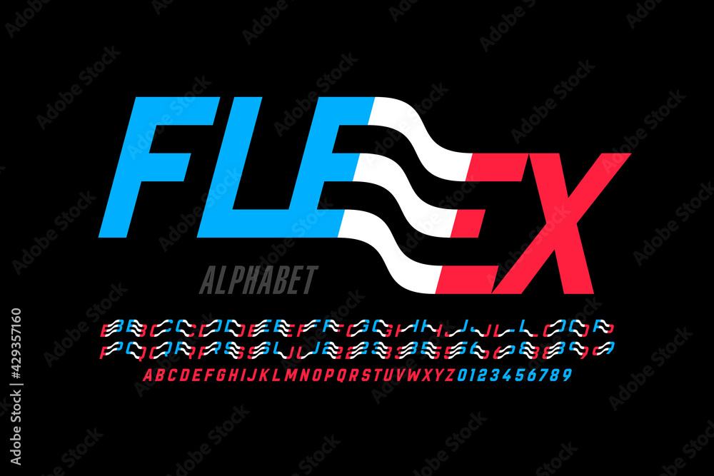 Modern font design with some alternate letters, alphabet and numbers ...