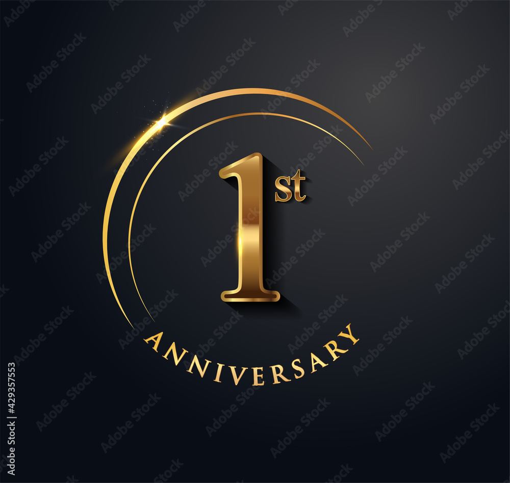 1st Anniversary Celebration. Anniversary logo with ring and elegance ...