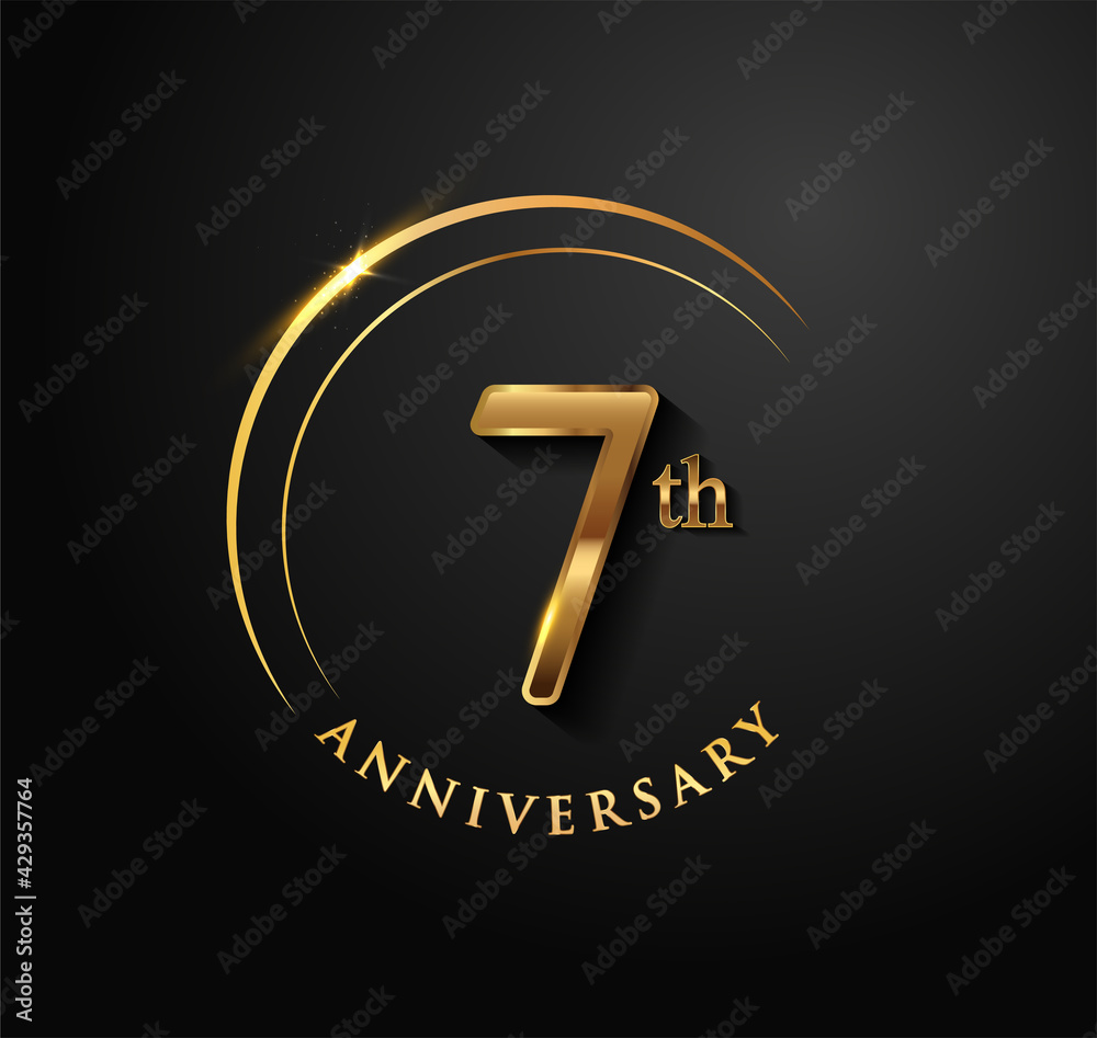 7th Anniversary Celebration. Anniversary logo with ring and elegance ...