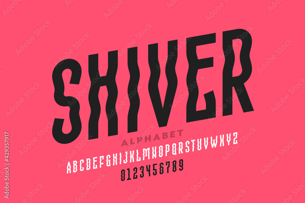Shiver style font design, alphabet letters and numbers Stock Vector ...