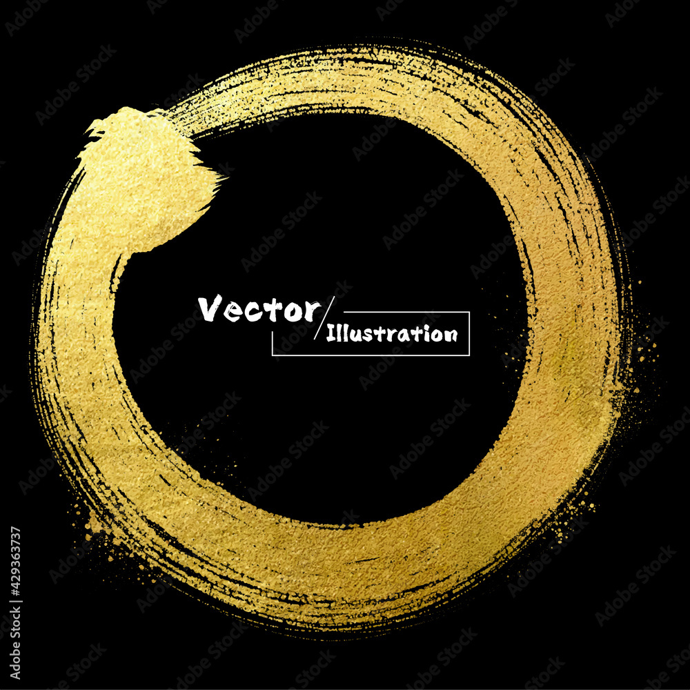 Golden circle frame, hand-drawn golden circle. Gold color luxury brush ...