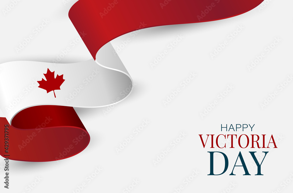 Victoria Day Canada Holiday banner background. Waving ribon, national ...