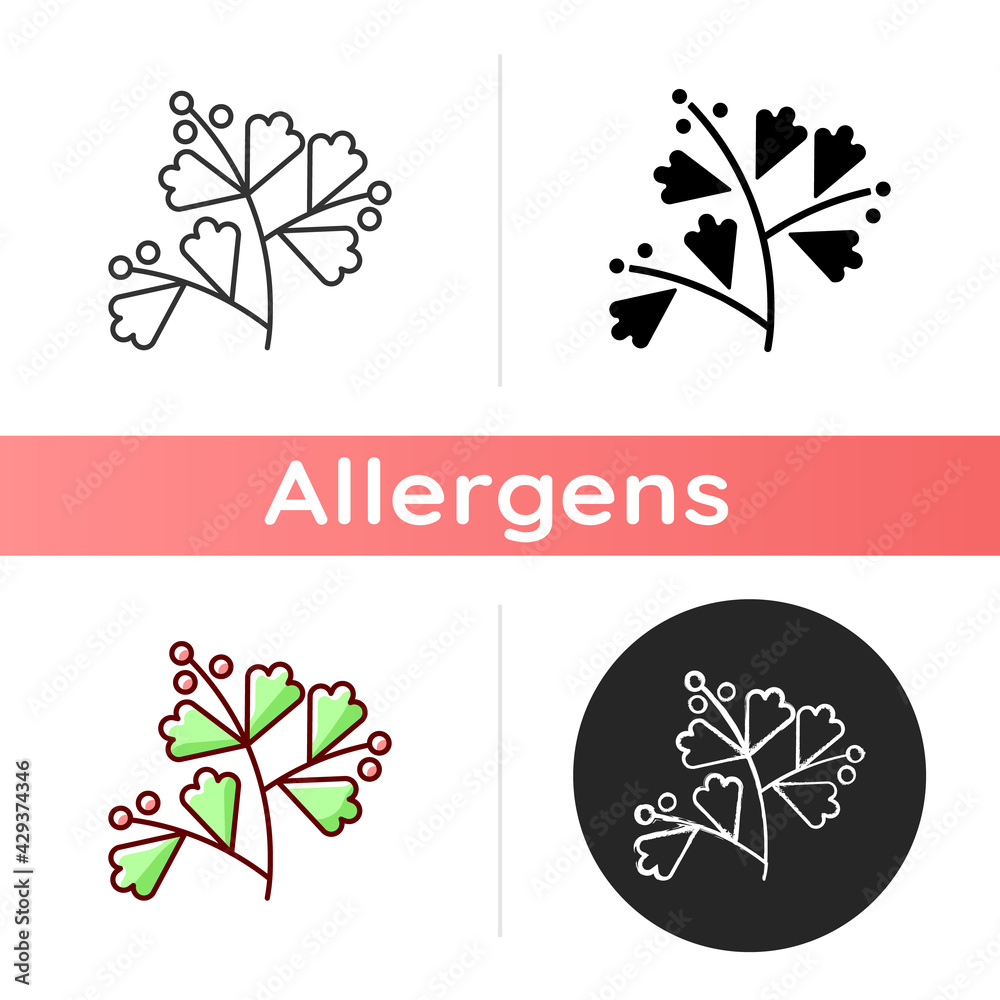 Sagebrush icon. Aromatic leaves. Medicinal herbs. Cause of allergic ...