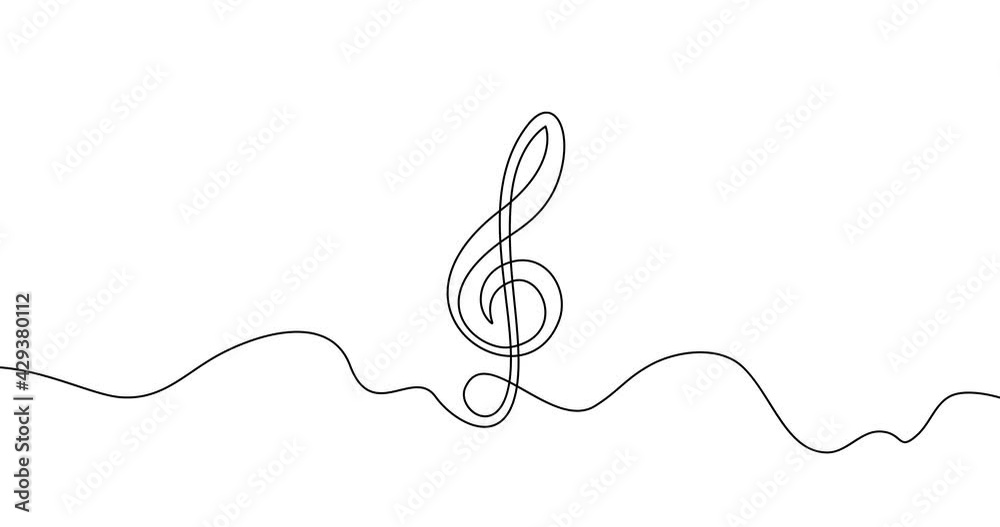 Self drawing treble clef. Simple animation of single continuous one ...