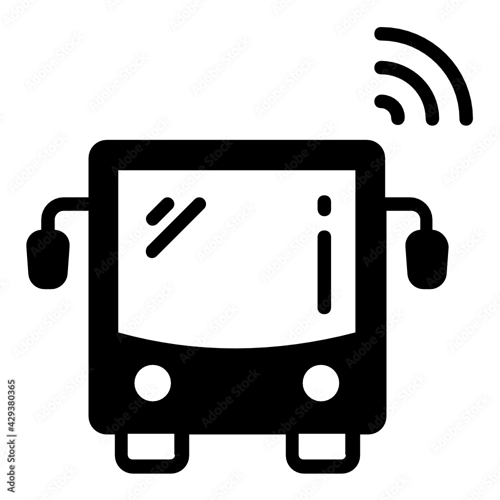 Self driving Tourist Bus Concept, Autopilot Smart City Tram Vector Icon ...