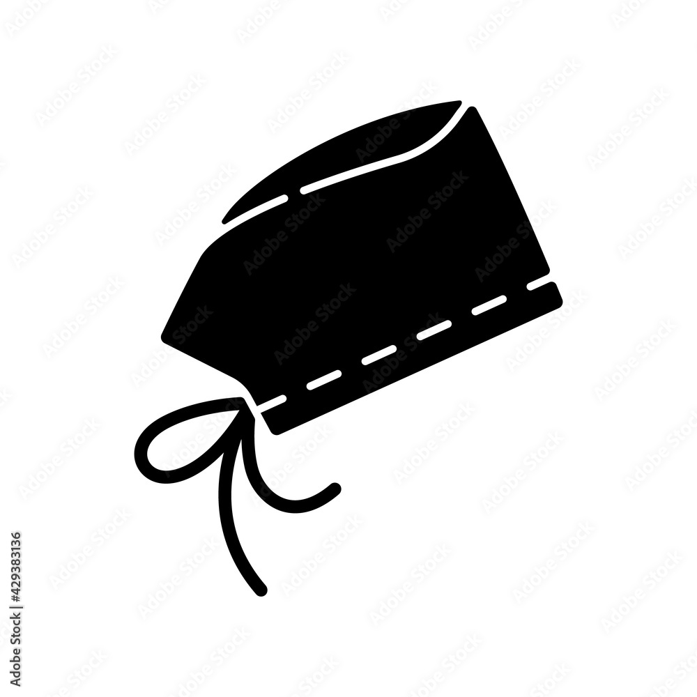 Surgical cap black glyph icon. Protective wear from virus infection ...