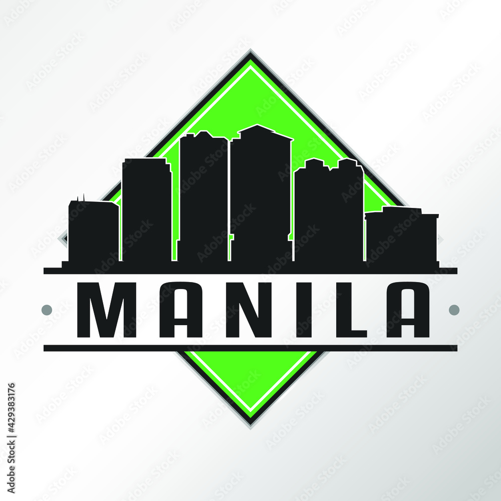Manila, Metro Manila, Philippines Skyline Logo. Adventure Landscape ...