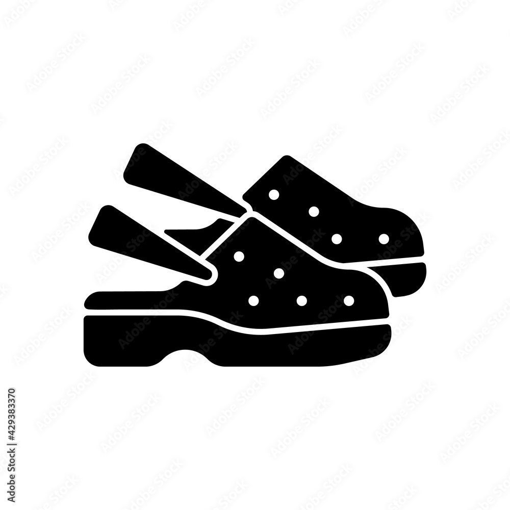 Medical shoes black glyph icon. Protective personal equipment, sterile ...