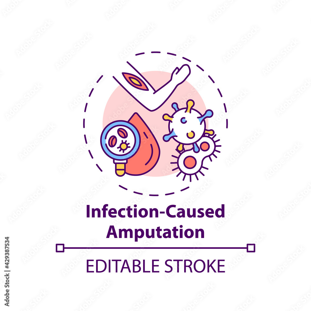 Infection-caused amputation concept icon. Amputation cause idea thin ...