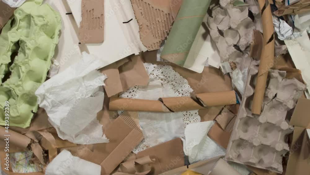 Video Stock Collection and Processing of Waste Paper. Loop. Various ...