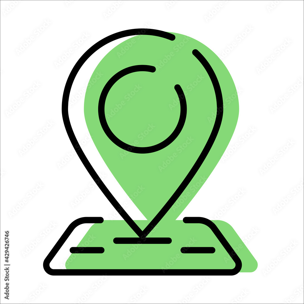Vector icon of placemark on the map, linear icon of location ...