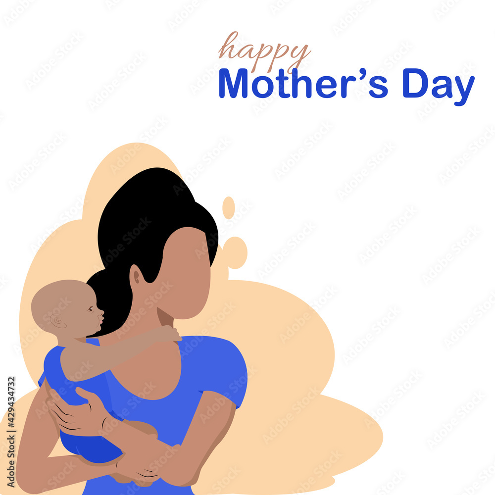 No face Black Mother wearing blue shirt on take care your cute baby by ...