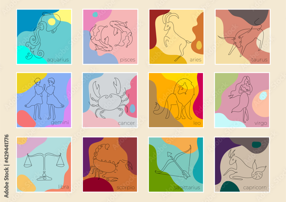 Zodiac sign set. color palette zodiac signs. zodiac colors. social post ...