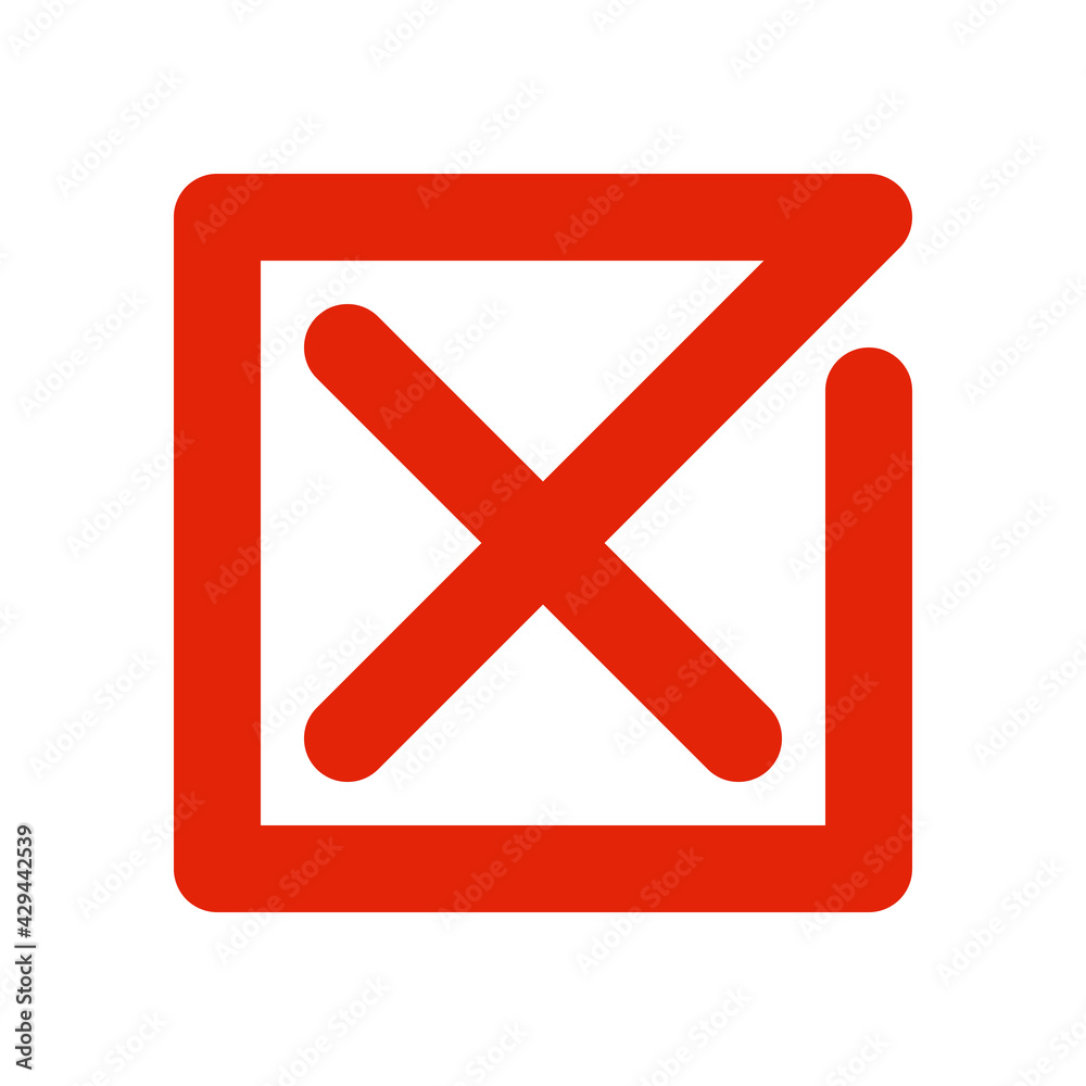 Red cross squared, checklist element. Make a list icon. Color vector ...