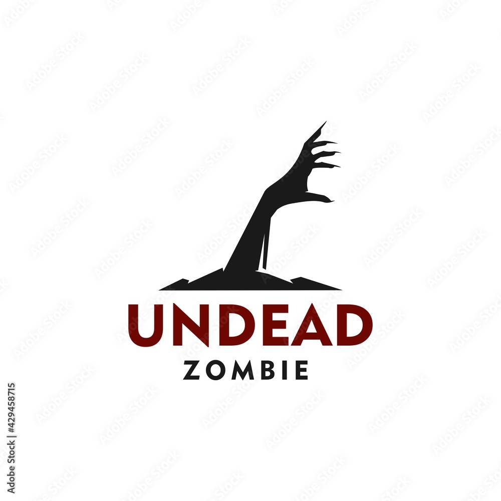undead zombie hand vector silhouette out of ground, dead corpse rising ...