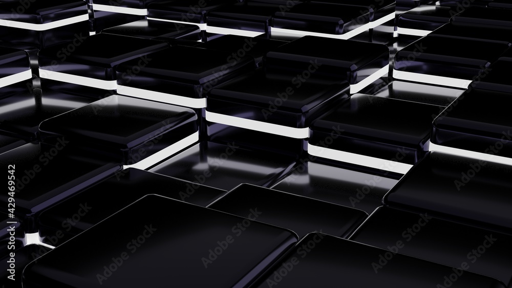 Futuristic, High Tech, dark background, with a square block structure ...