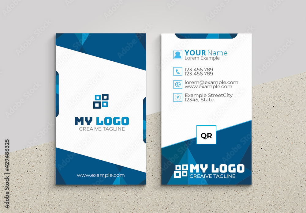 Blue & Cyan Business Card Layout Stock Template | Adobe Stock