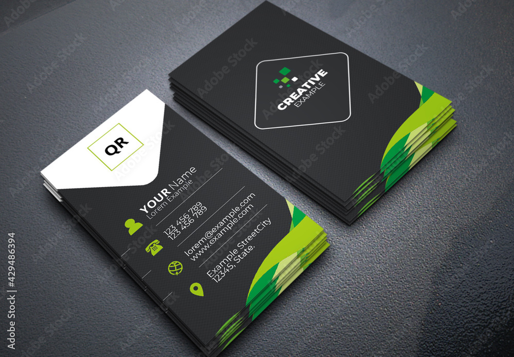 Green Business Card Layout Stock Template | Adobe Stock