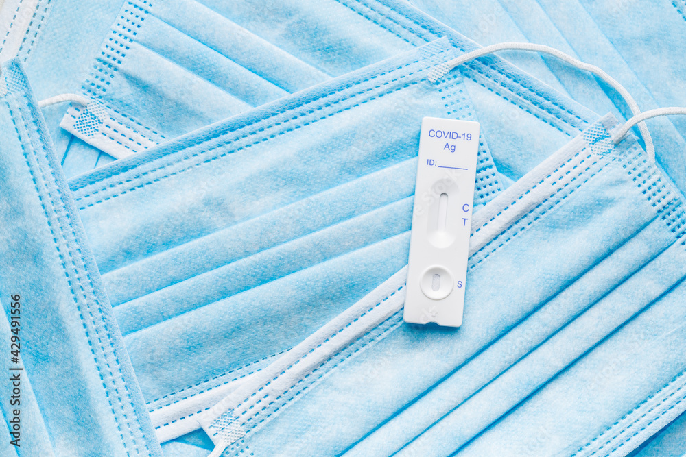 Covid-19 rapid antigen test. Rapid antibodies test kit and surgical ...