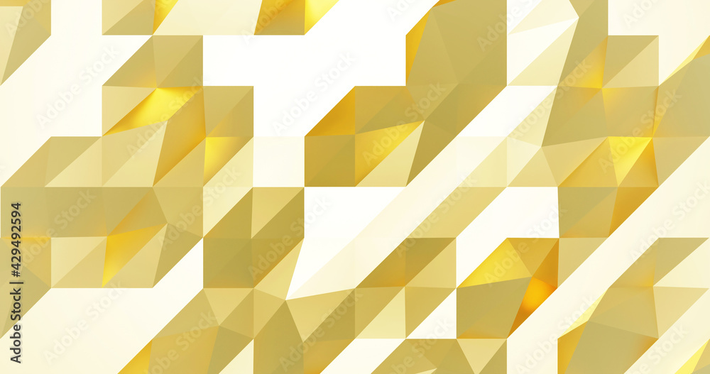 Gold polygon background 3d rendering, 3d illustration. Abstract triangle background. Gold ...
