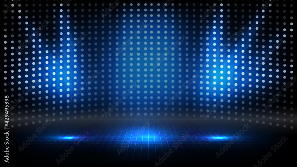 abstract futuristic background of empty stage arena stadium spotlgiht ...