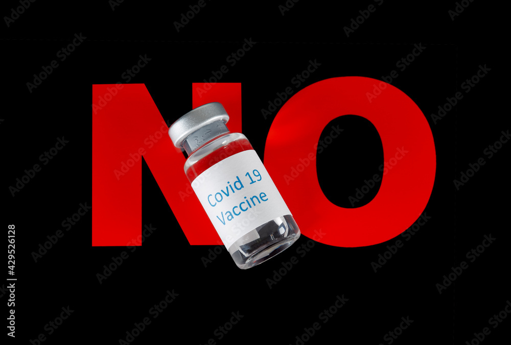 Covid 19 Vaccine Bottle with Needle and Syringe on a NO sign Stock ...