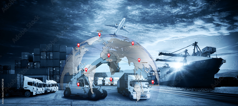 Smart technology concept with global logistics partnership Industrial ...