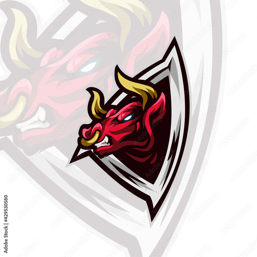 red bull mascot for logo template for t-shirt, teammatered bull mascot ...
