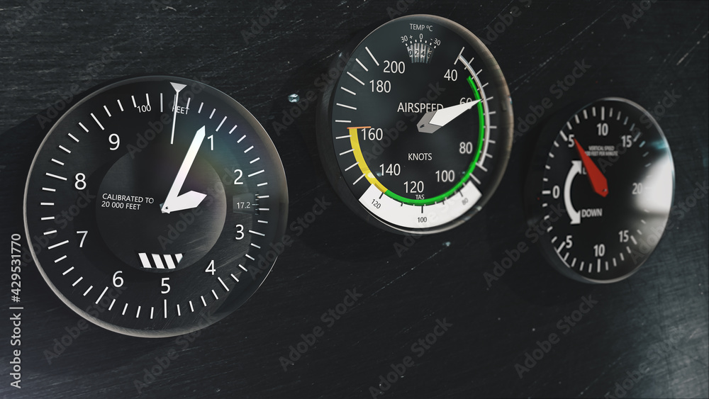 Airplane's flight instruments dashboard illustration. Plane’s dashboard ...