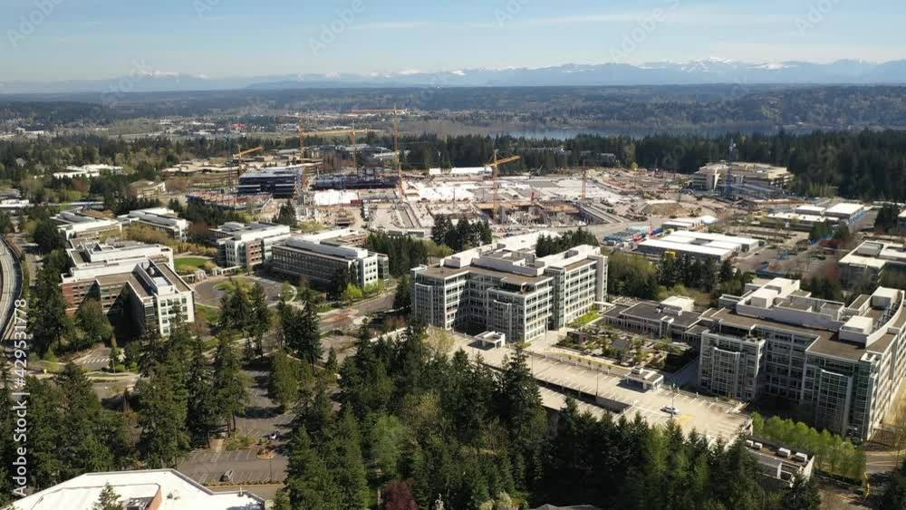 Cinematic aerial drone footage, development of the new campus at the ...