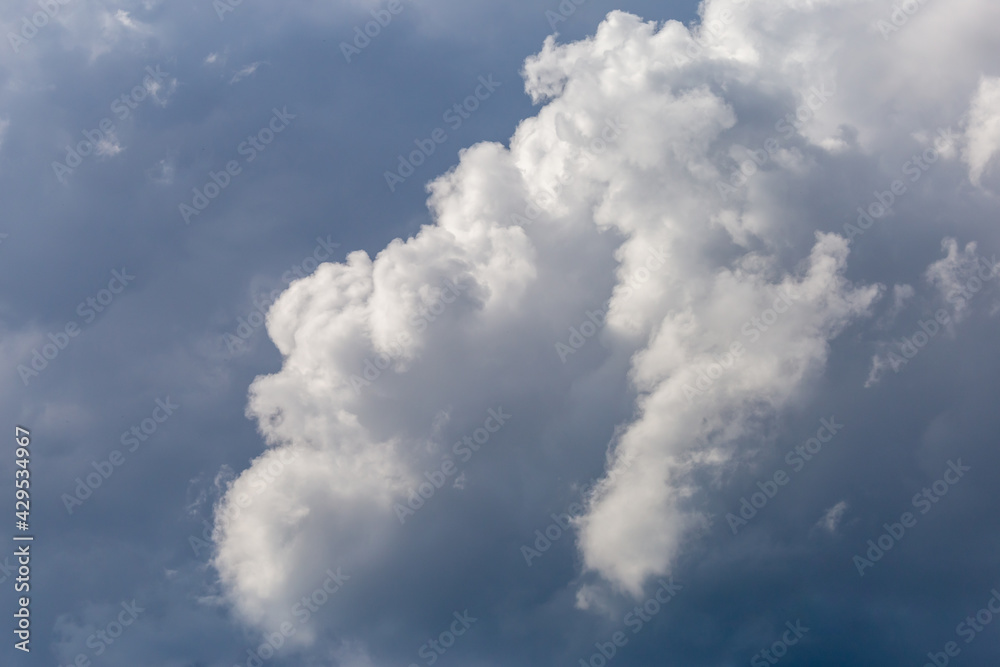 Soft white rain clouds on close-up sky beautiful dense look for ...