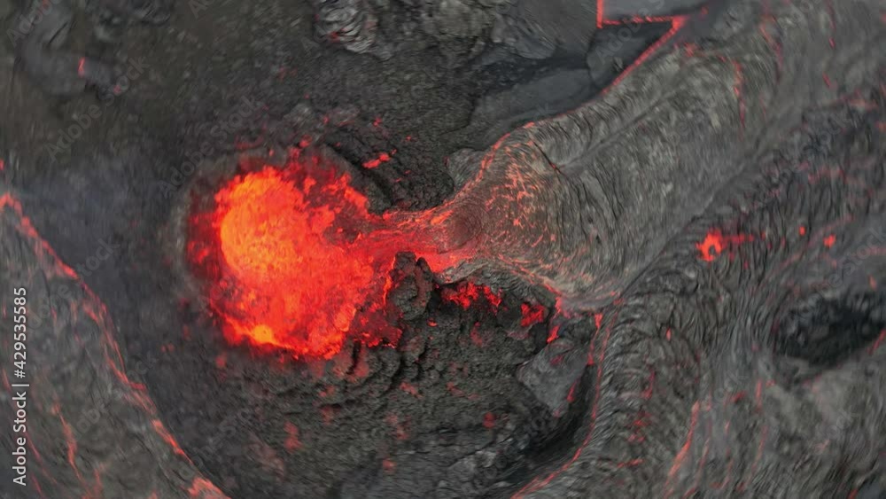 lava eruption volcano top down view, Mount Fagradalsfjall, Iceland 4K ...