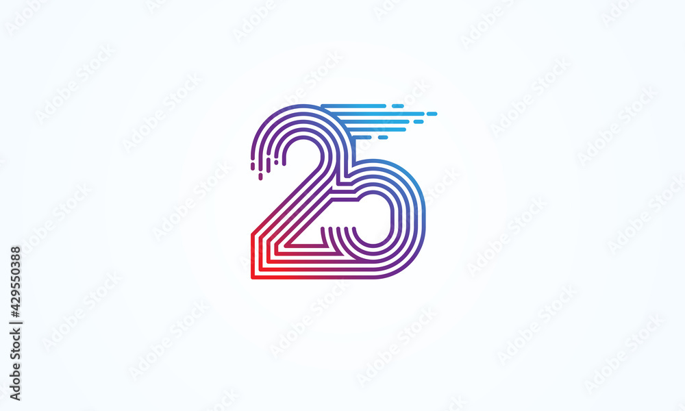 25 Number Logo, number 25 monogram line style, usable for anniversary ...