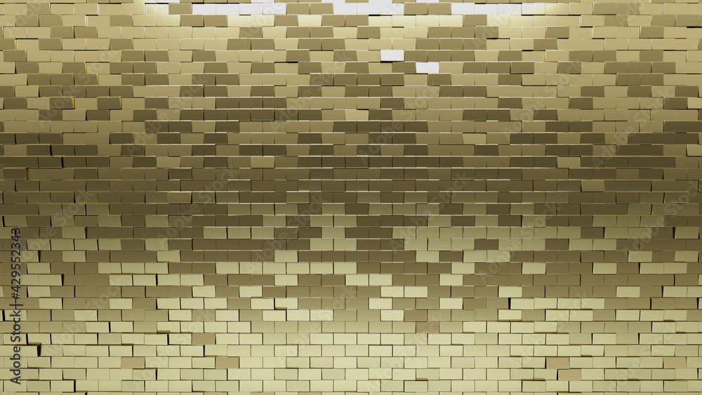 Polished, 3D Wall background with tiles. Gold, tile Wallpaper with ...