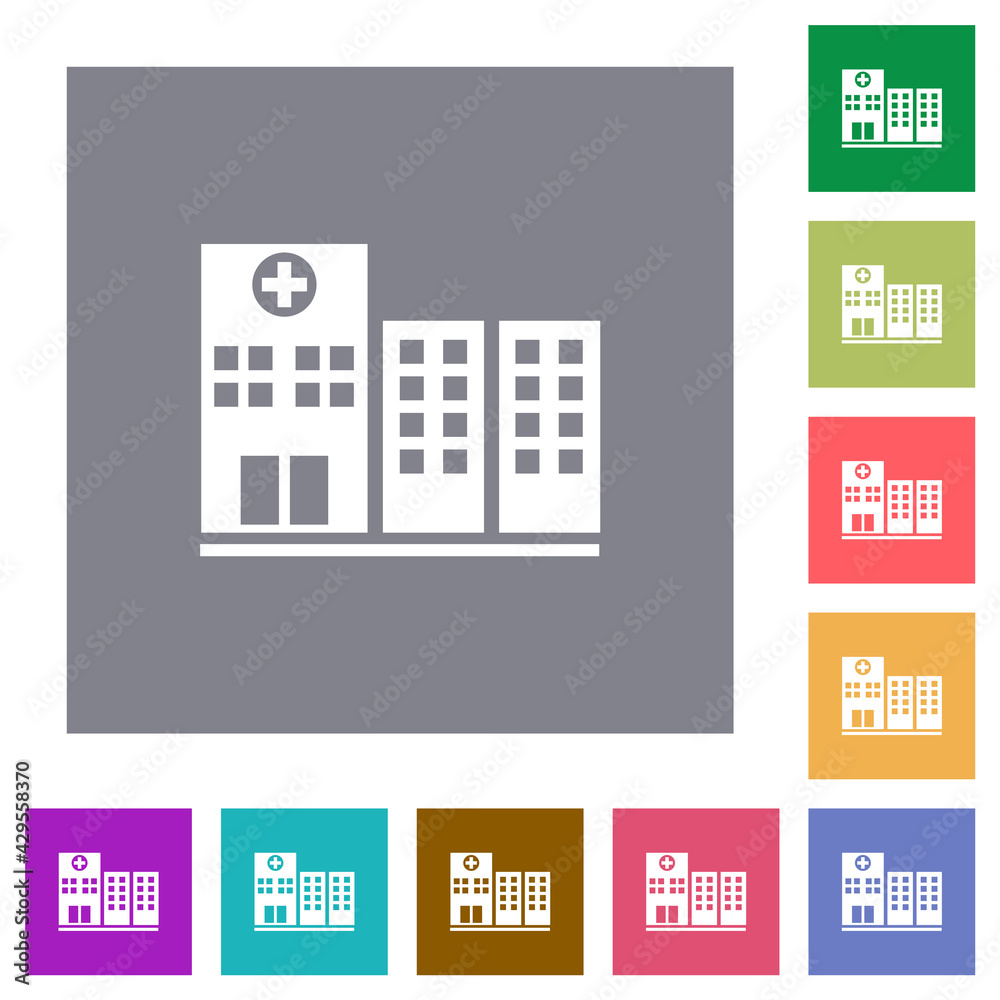 Hospital square flat icons Stock Vector | Adobe Stock