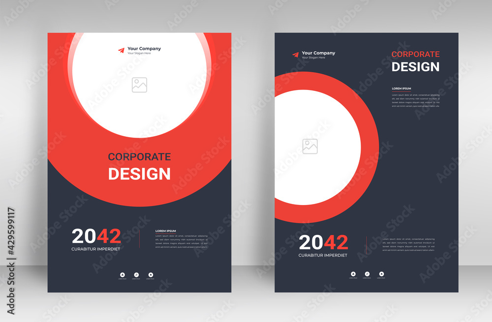 Red color Scheme Background Business Book Cover Design Template in A4 ...