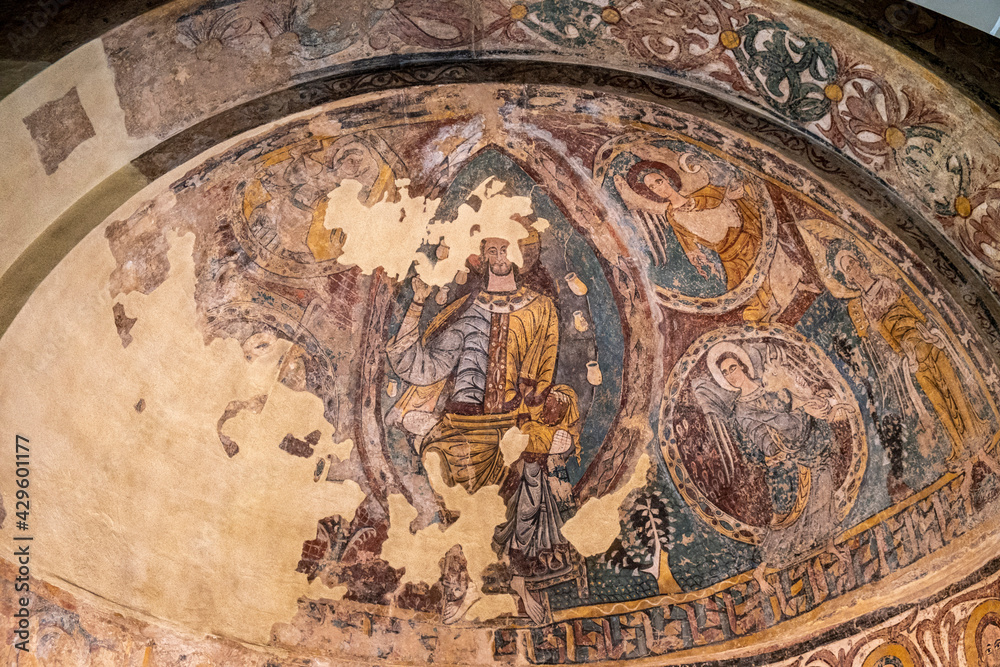mural paintings of Ruesta, 12th century, fresco torn and transferred to ...