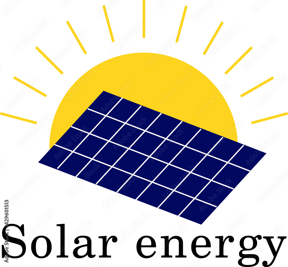 Solar energy logo. Solar panel and sun symbol Stock Vector | Adobe Stock
