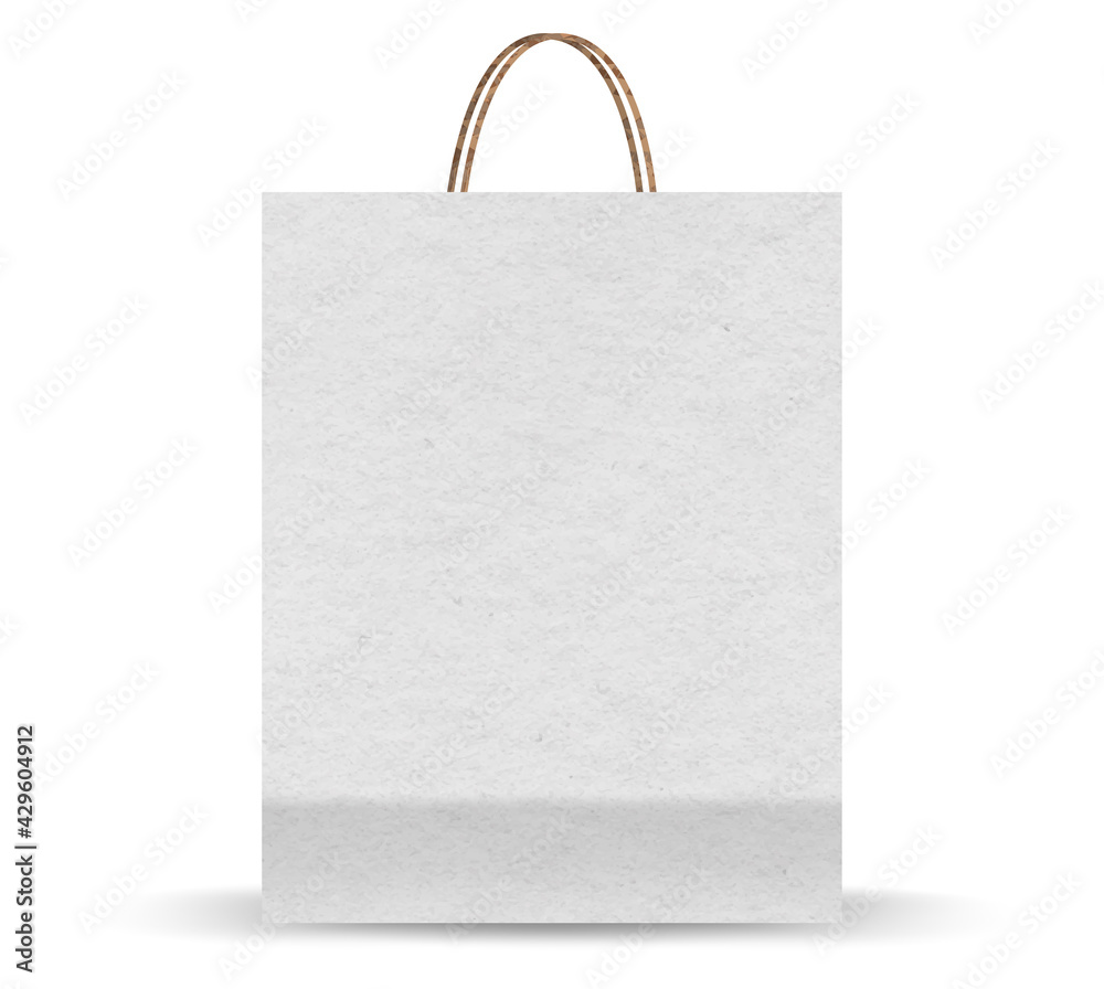 Paper bag template. Brown realistic paper bag. Front and side view of ...