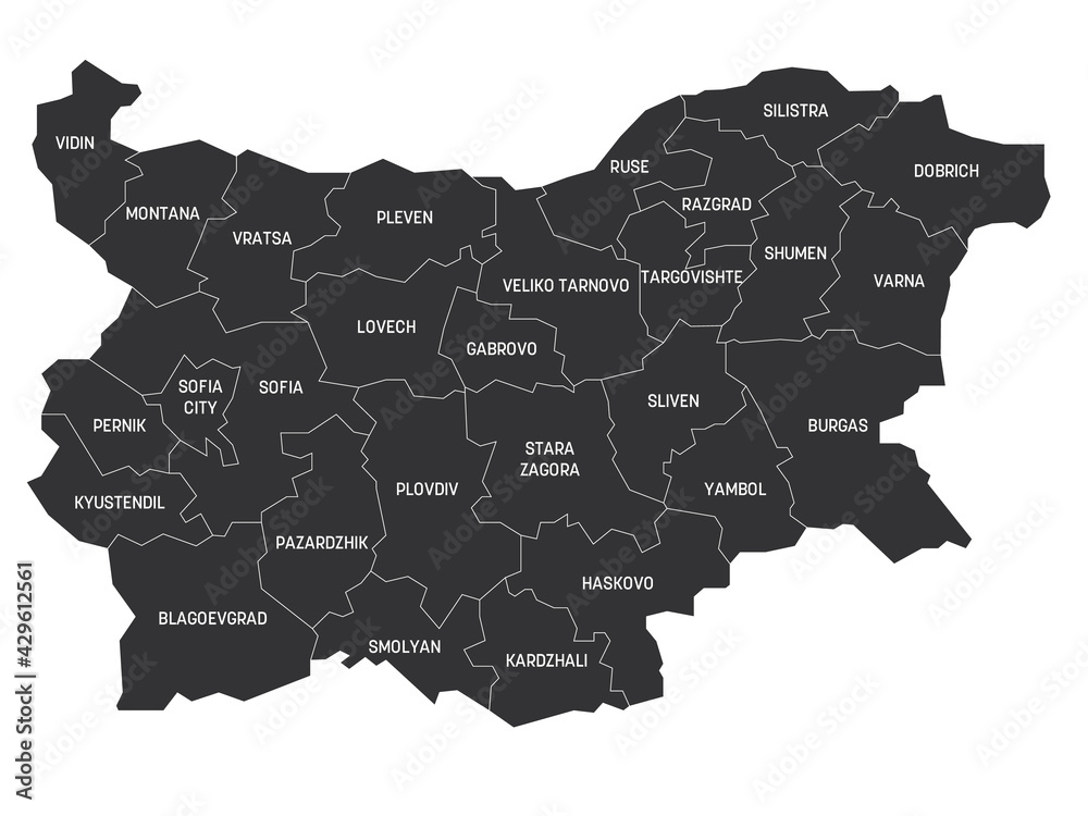 Bulgaria - political map of provinces Stock Vector | Adobe Stock