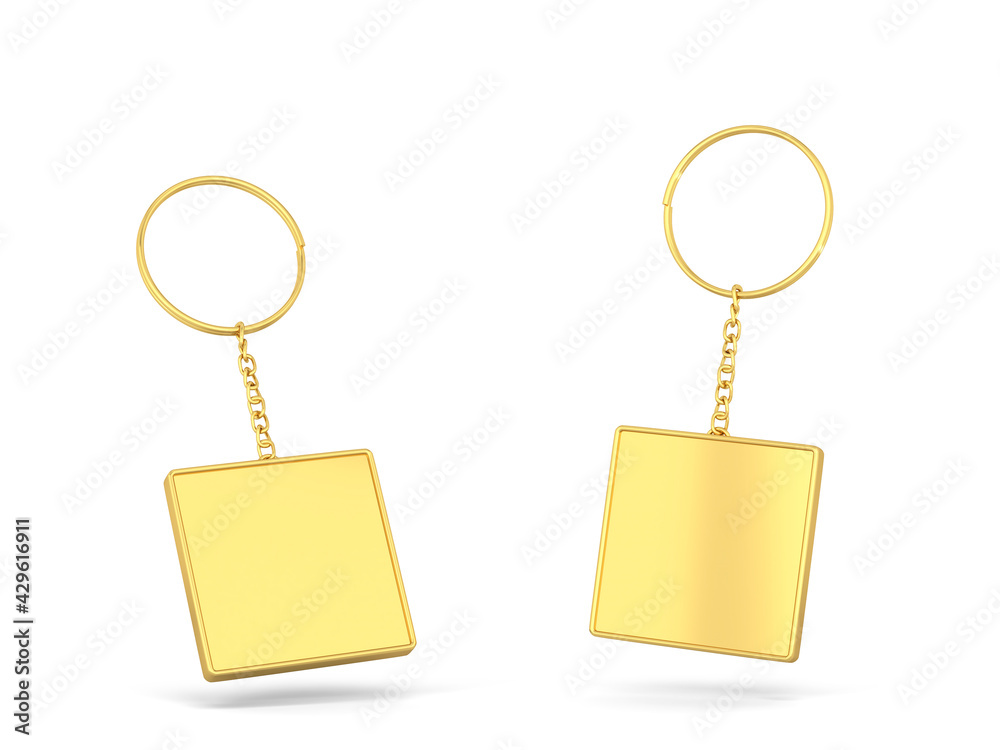 Blank golden keychain mockup Stock Illustration | Adobe Stock