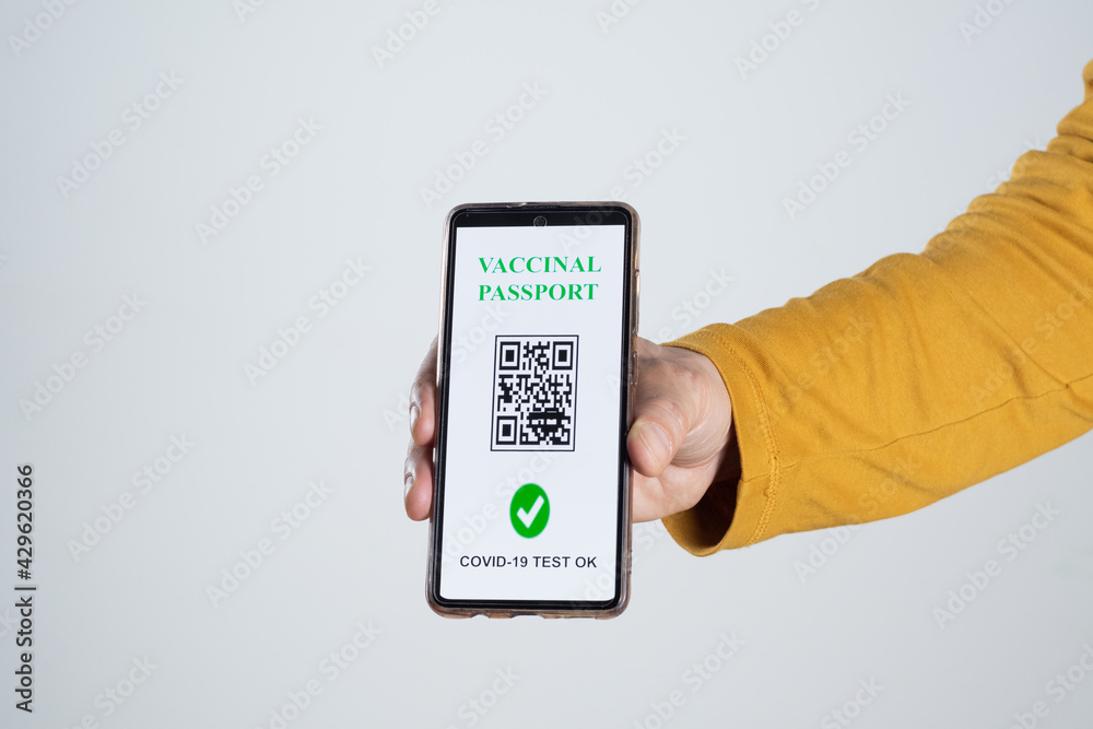 The digital vaccinal pass of the european union with the QR code on the ...