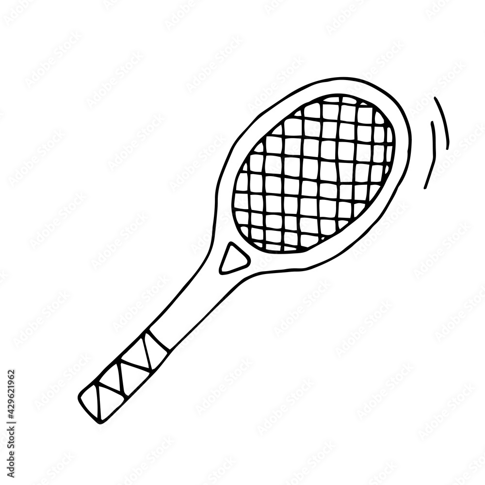 Badminton. Racket. Sports and recreation. Vector. Doodle. Hand-drawn ...