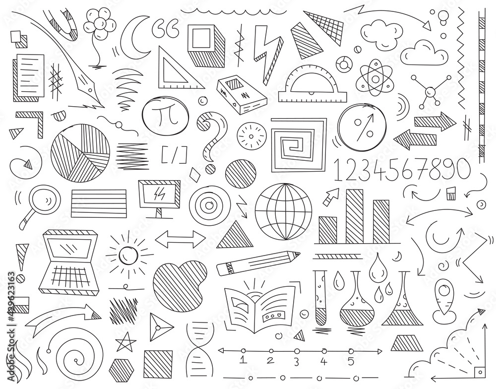 hand drawn education symbols. scribble education symbols Stock Vector ...
