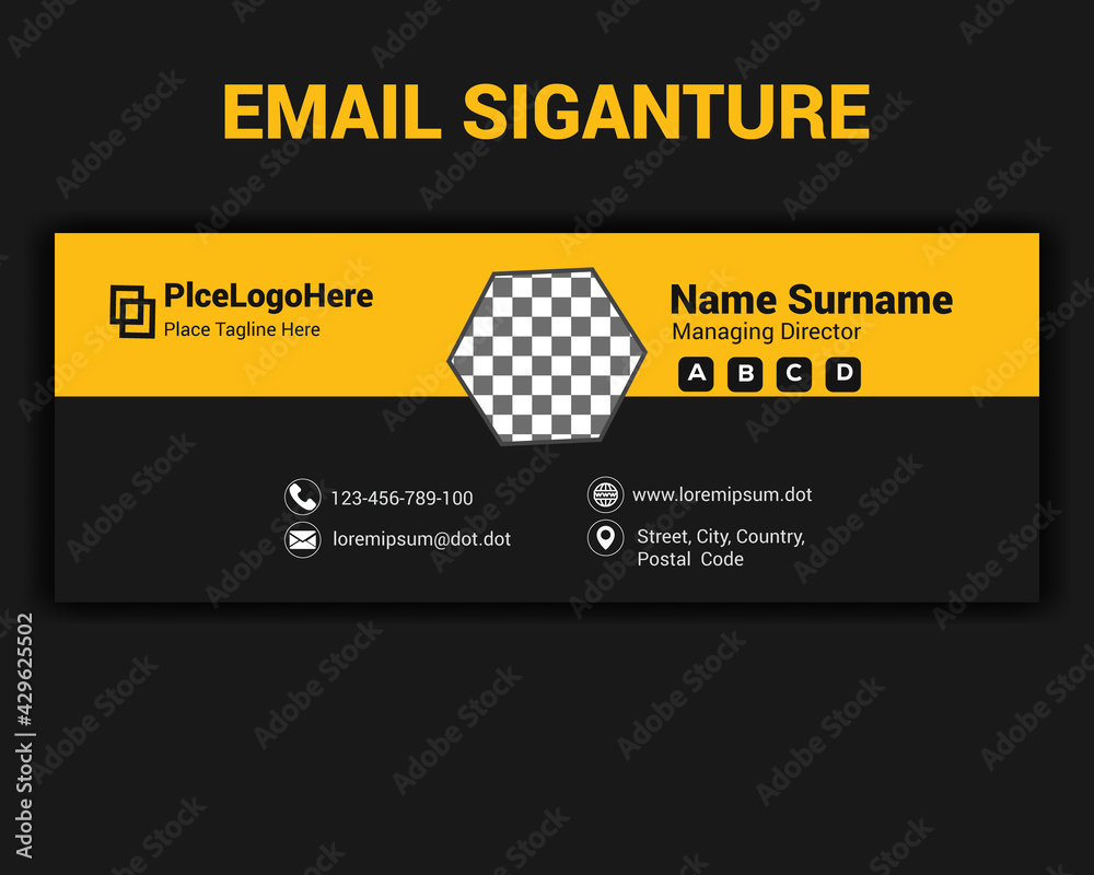 Corporate email signature template design vector with space for place ...