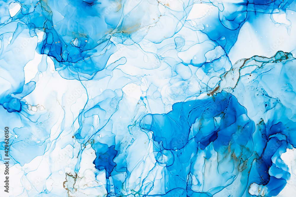 Alcohol ink blue abstract background. Luxury fluid art painting ...