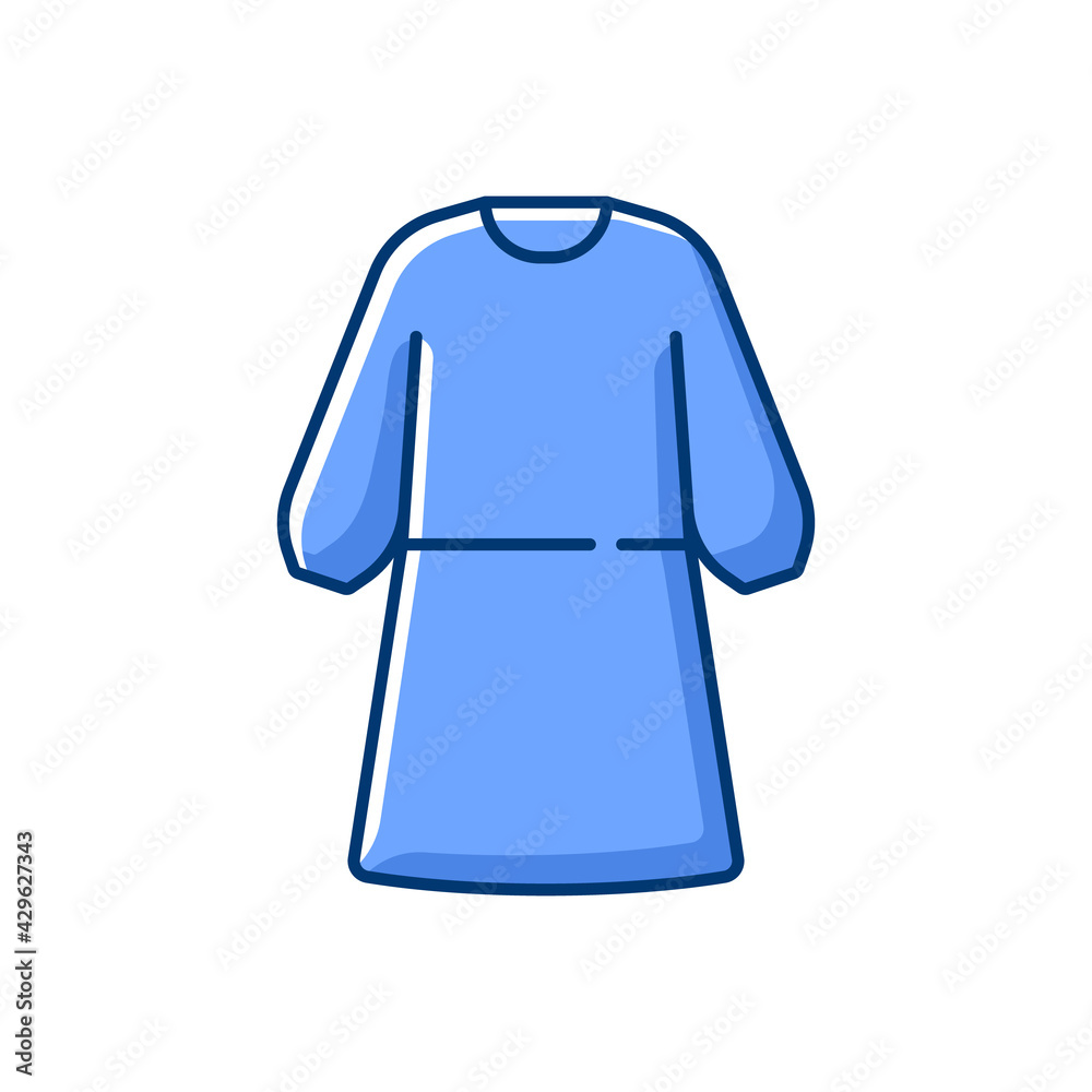 Isolation gown RGB color icon. Protective wear from virus infection ...