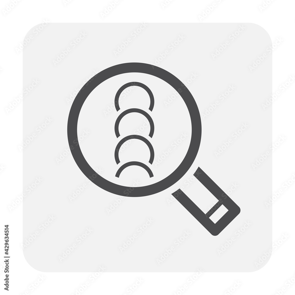 Welding quality inspection check vector icon. Consist of workpiece ...